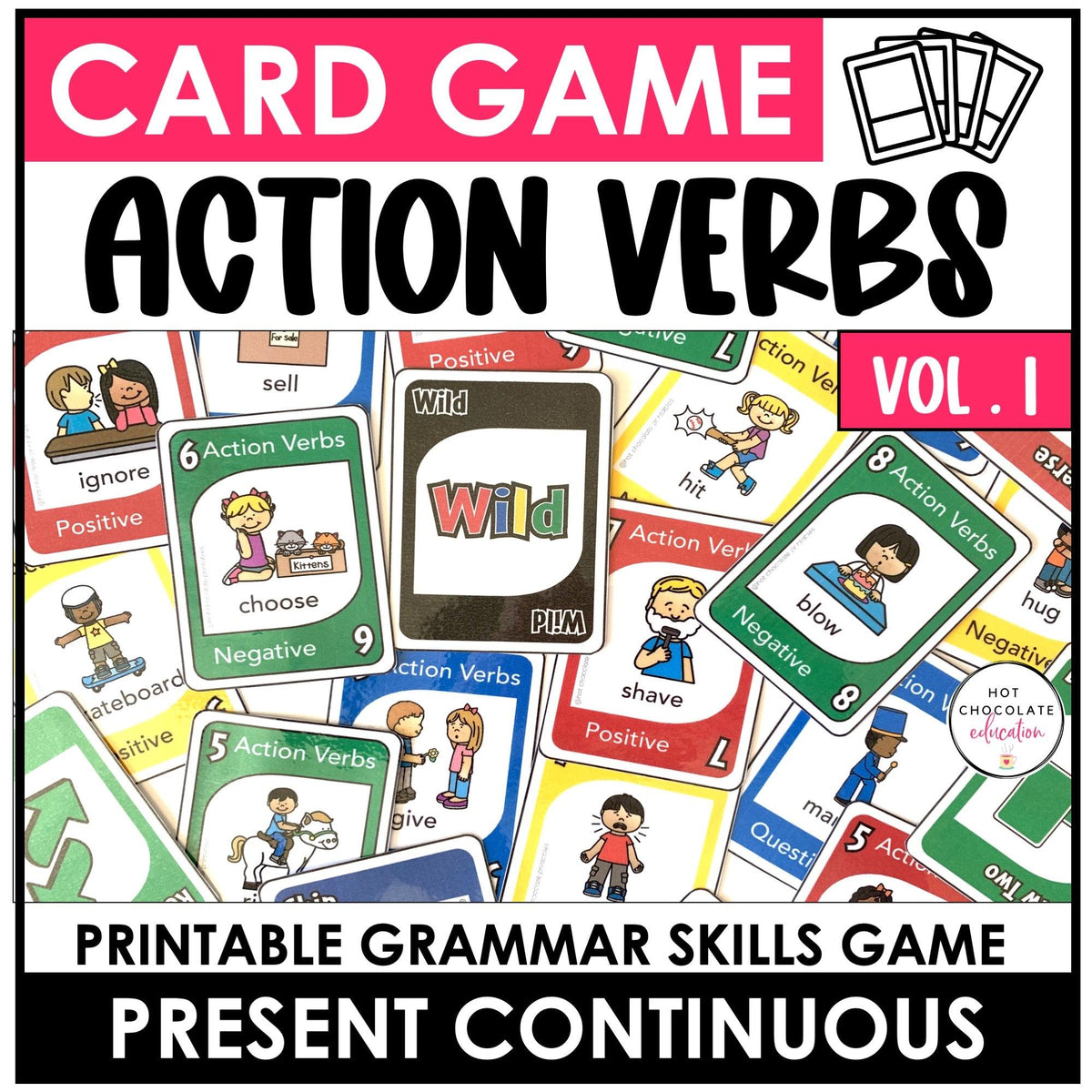 Action Verb Card Game : Present Continuous Tense - Volume 1 – Hot ...