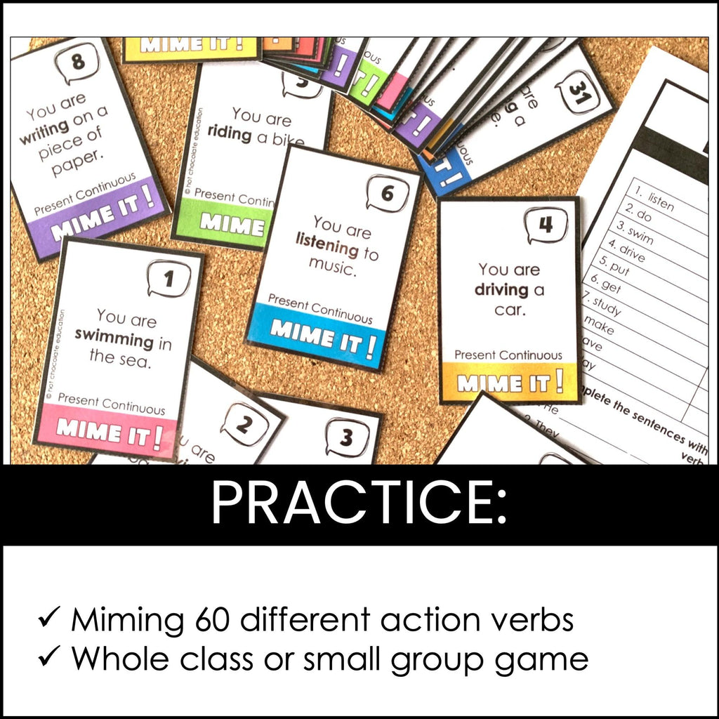 Action Verb Charades | Present Continuous Tense Miming Game – Hot ...