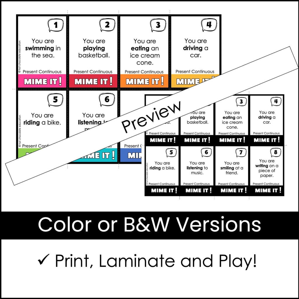 Action Verb Charades | Present Continuous Tense Miming Game – Hot ...