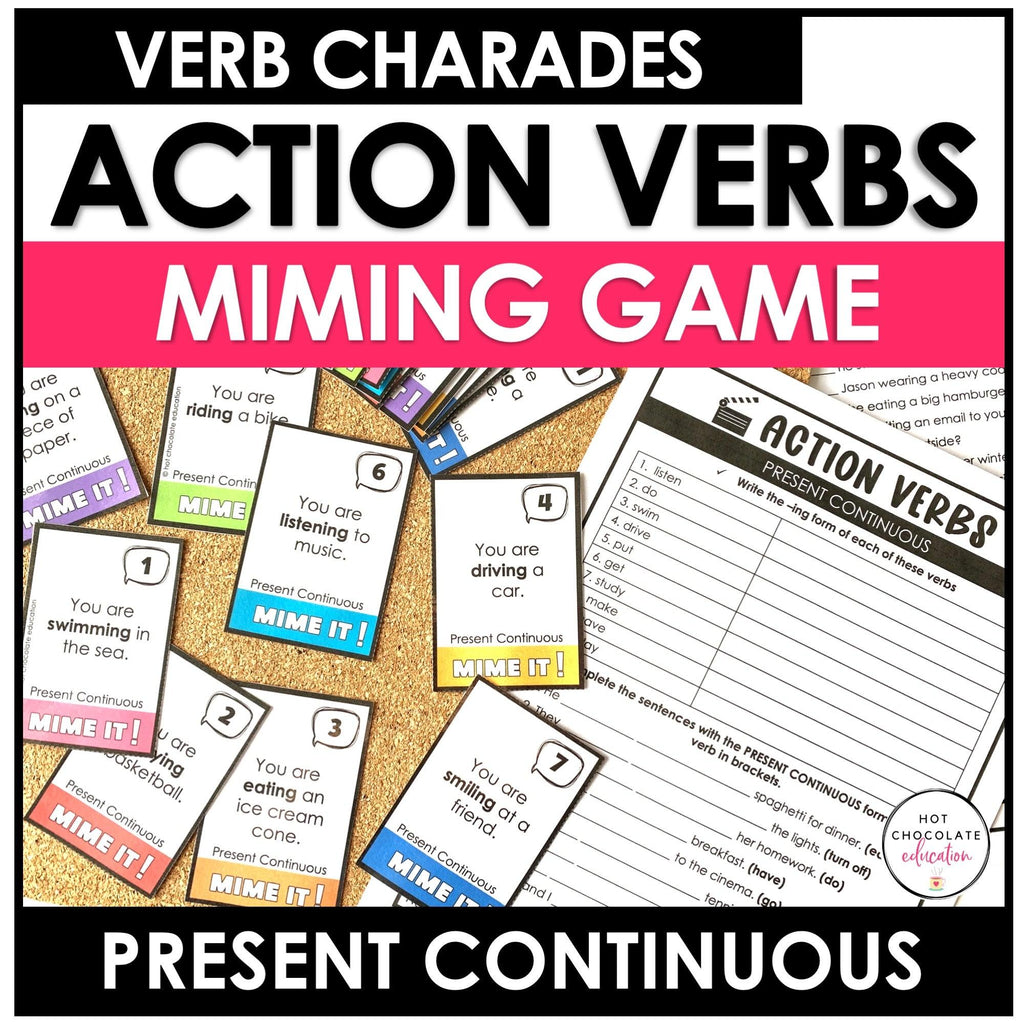 Action Verb Charades | Present Continuous Tense Miming Game – Hot ...