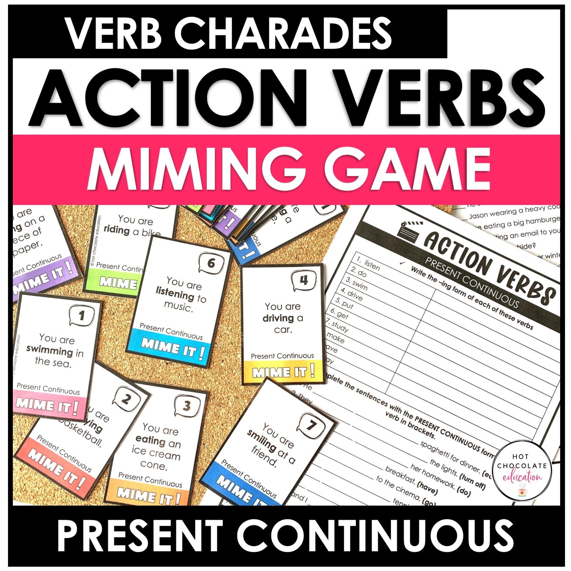Action Verb Charades | Present Continuous Tense Miming Game – Hot ...