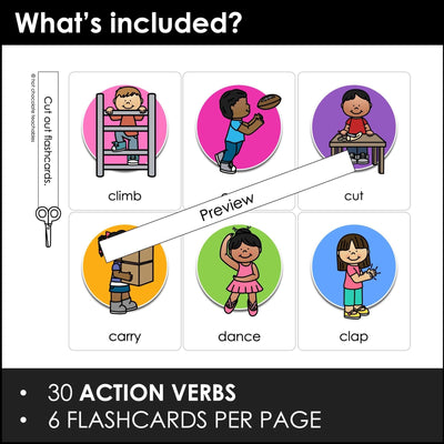 Action Verbs Flashcards | Editable ESL Verb Activity Cards