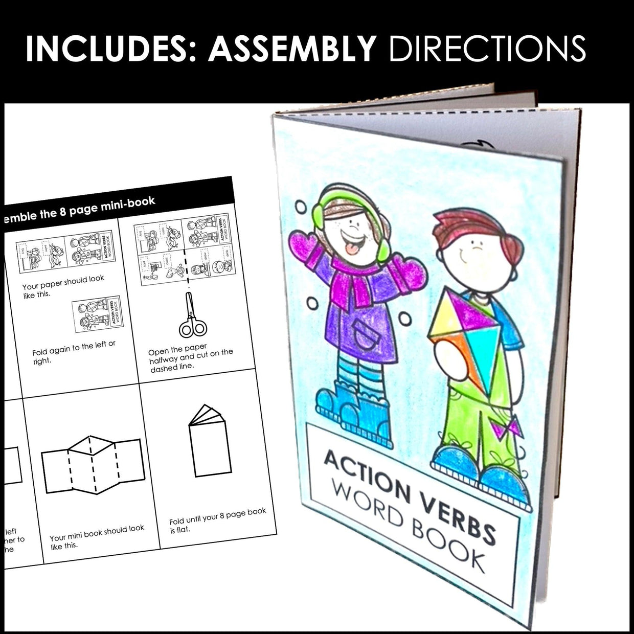 Action Verbs Mini Word Book ESL Picture Dictionary Activity