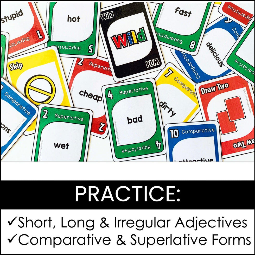 Adjectives : Comparative & Superlative Card Game – Hot Chocolate Teachables