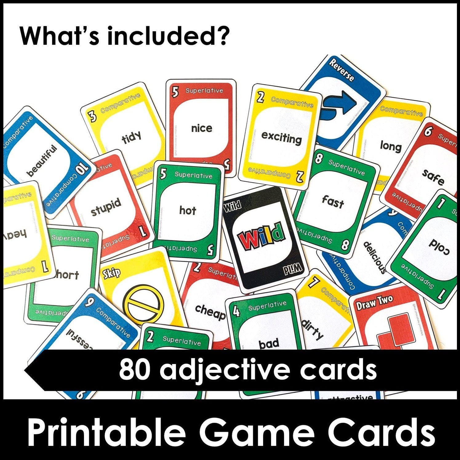 Adjectives : Comparative & Superlative Card Game – Hot Chocolate Teachables