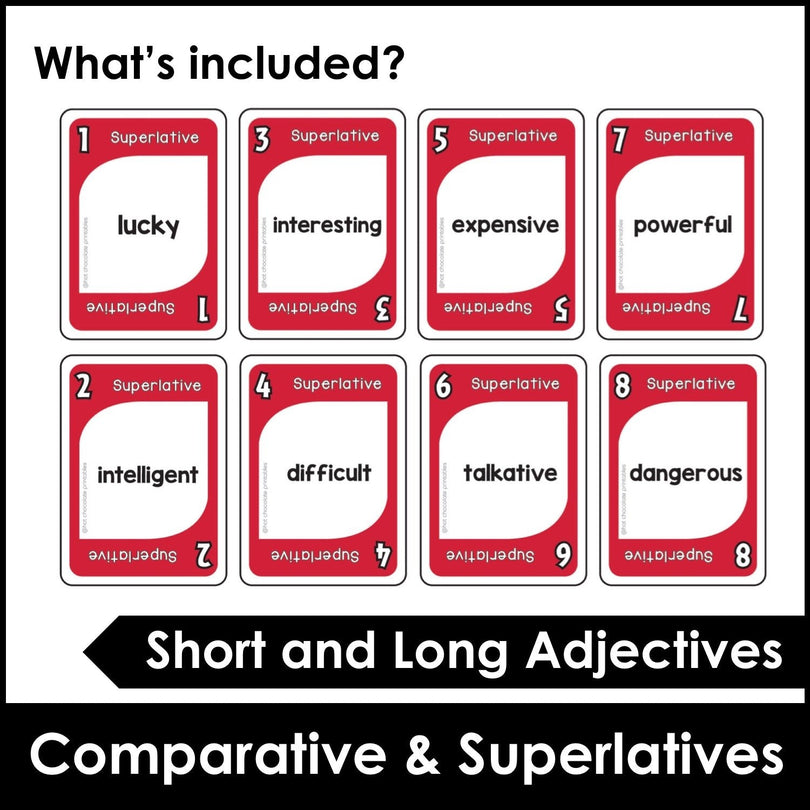 Adjectives : Comparative & Superlative Card Game – Hot Chocolate Teachables