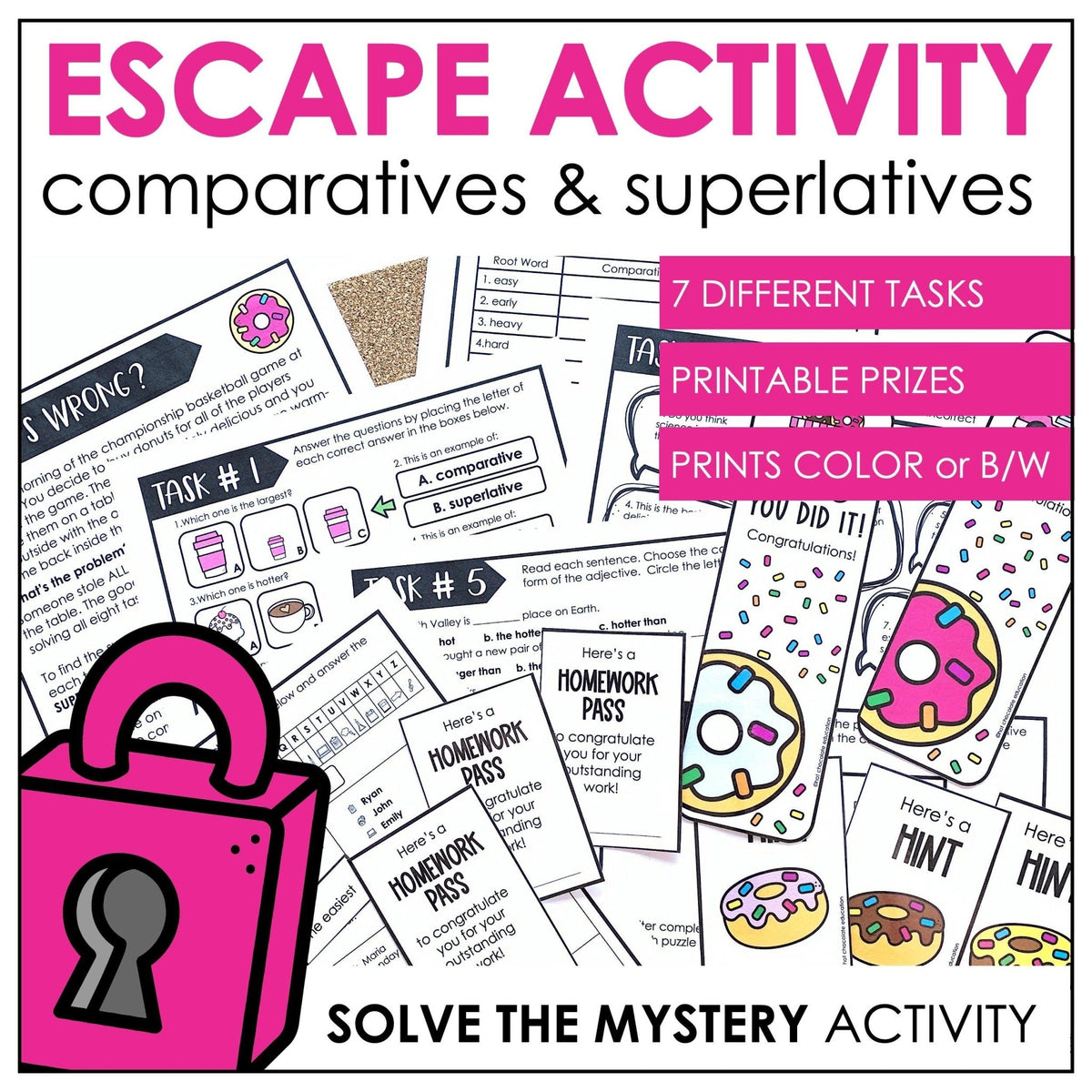Comparative & Superlative Grammar Activity: Escape Room – Hot Chocolate ...
