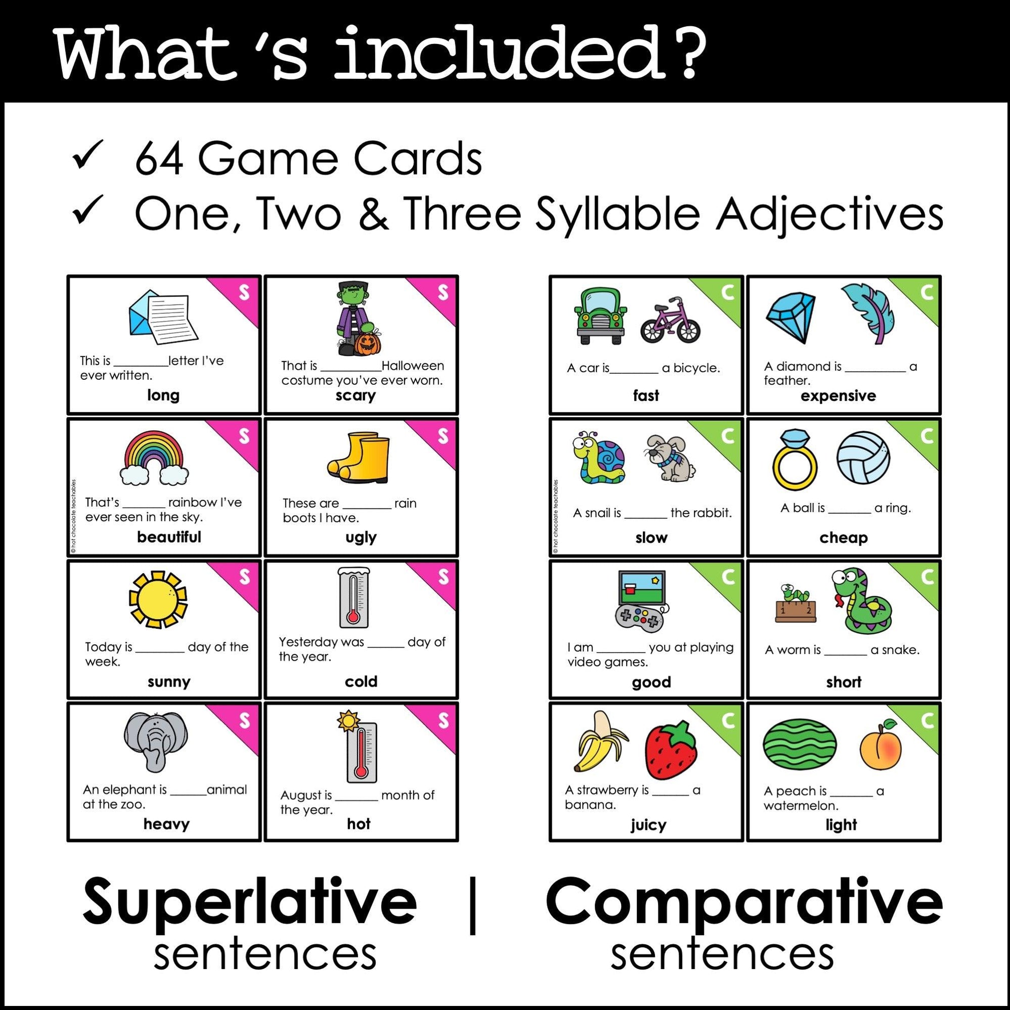 Adjectives : Comparative & Superlative Sentence Board Game – Hot ...
