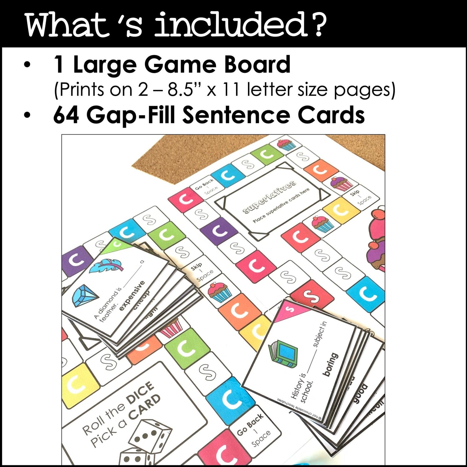 Adjectives : Comparative & Superlative Sentence Board Game