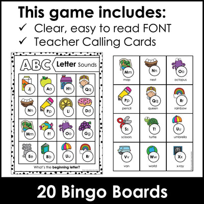 Letter Bingo Game - Alphabet Initial Sound Recognition – Hot Chocolate ...
