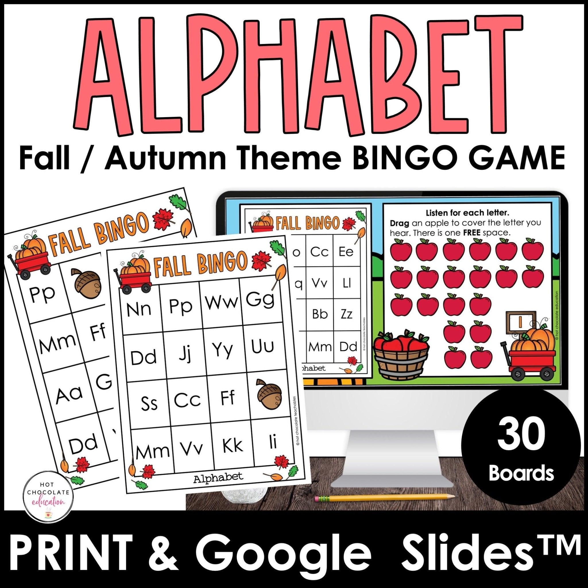 Fall Bingo: Alphabet Letters - Digital & Print Game Boards – Hot ...