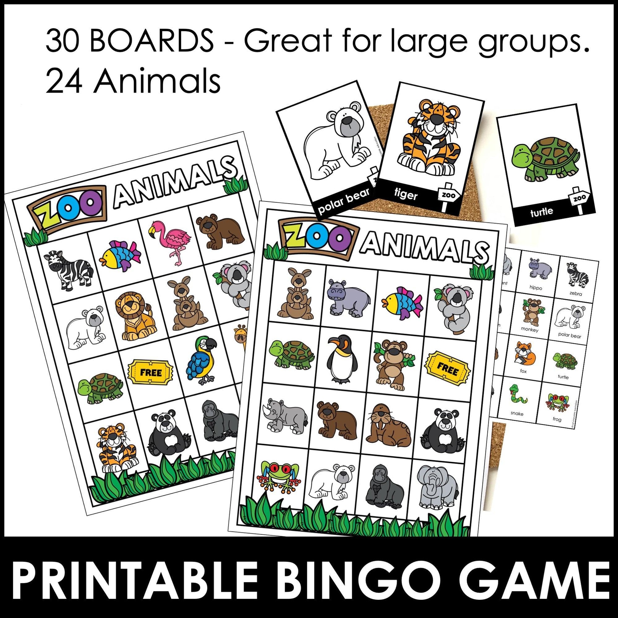 Animal Vocabulary Bingo Game with Flashcards – Hot Chocolate Teachables