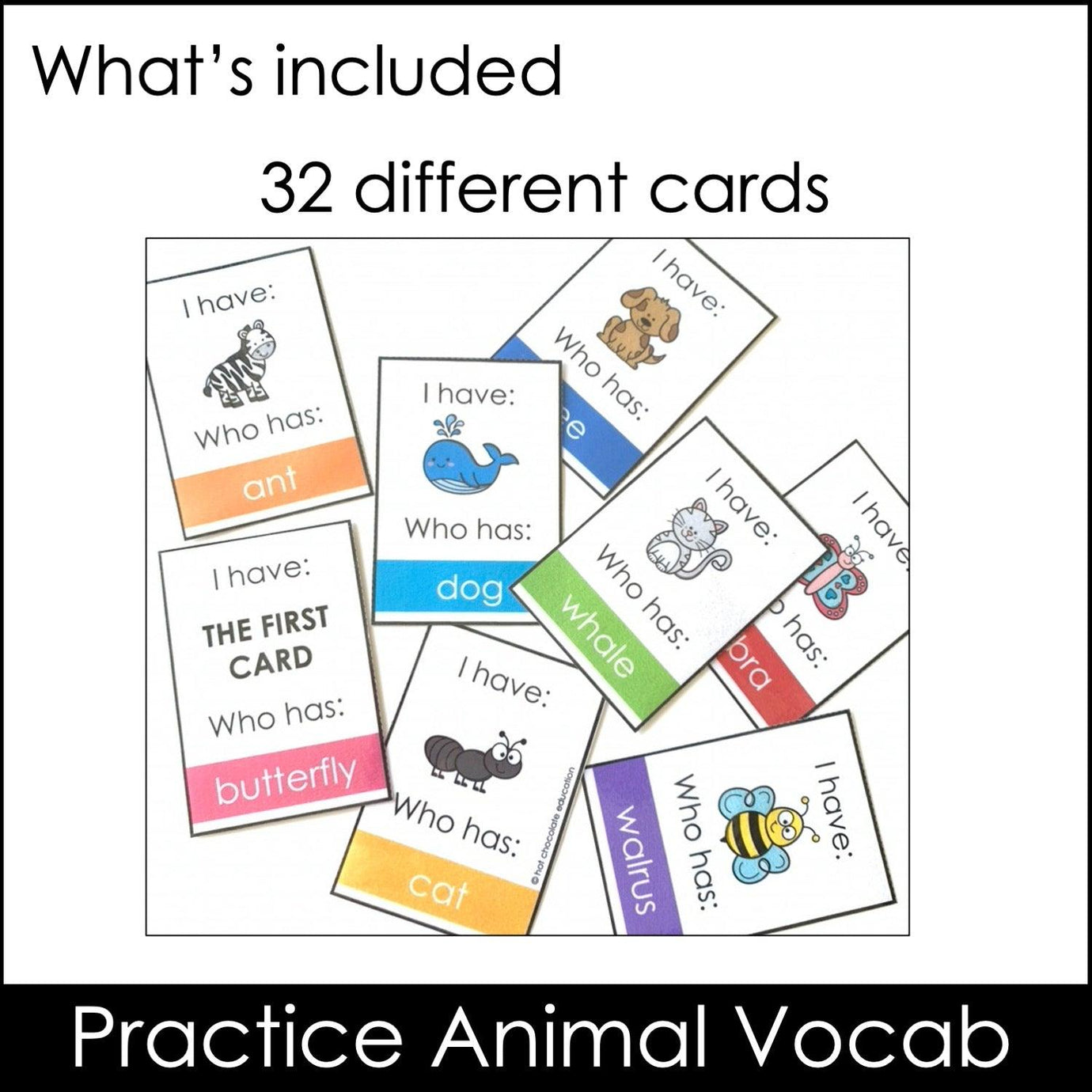 Animal Vocabulary Card Game: I have/Who has?