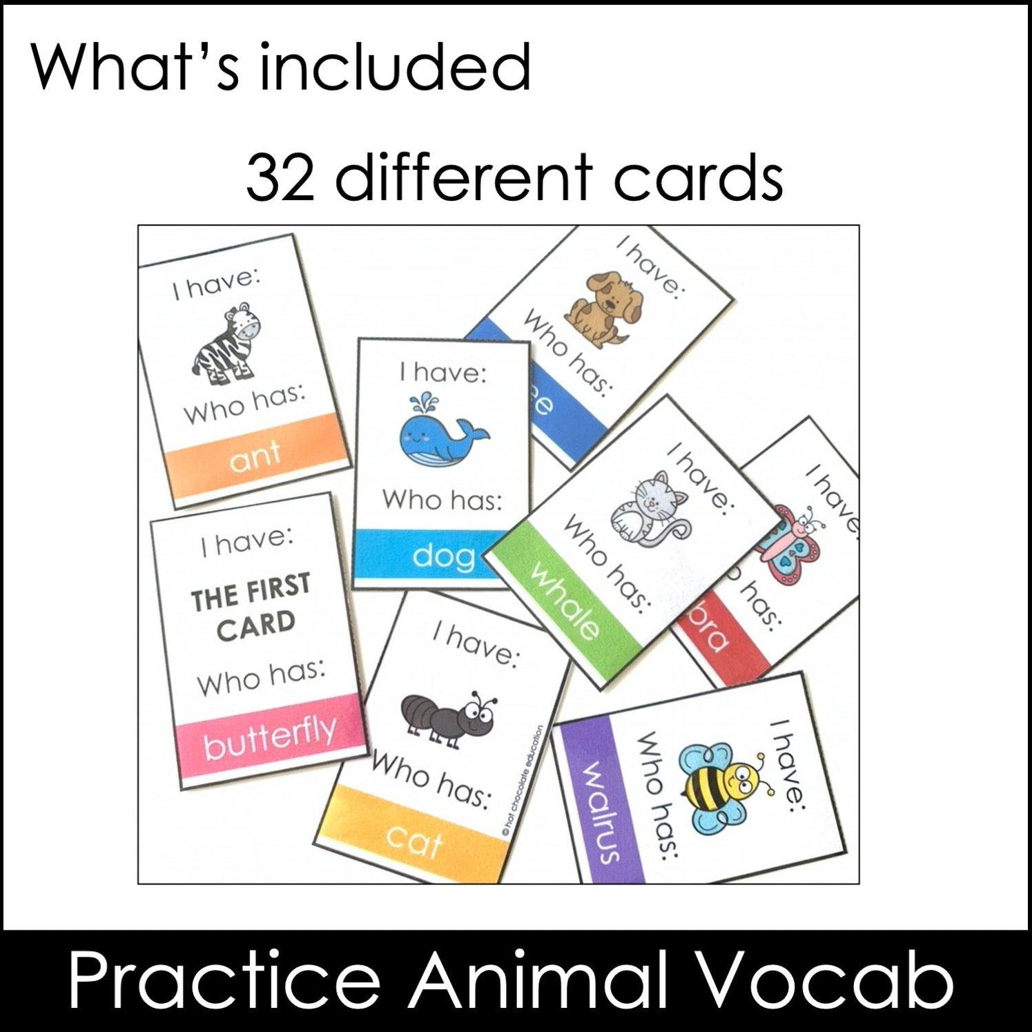 Animal Vocabulary Card Game: I have/Who has? – Hot Chocolate Teachables