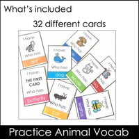 Animal Vocabulary Card Game: I have/Who has? – Hot Chocolate Teachables