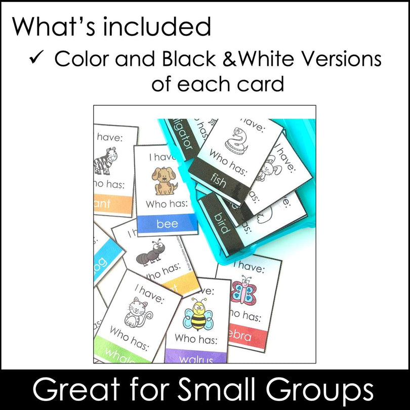 Animal Vocabulary Card Game: I have/Who has?