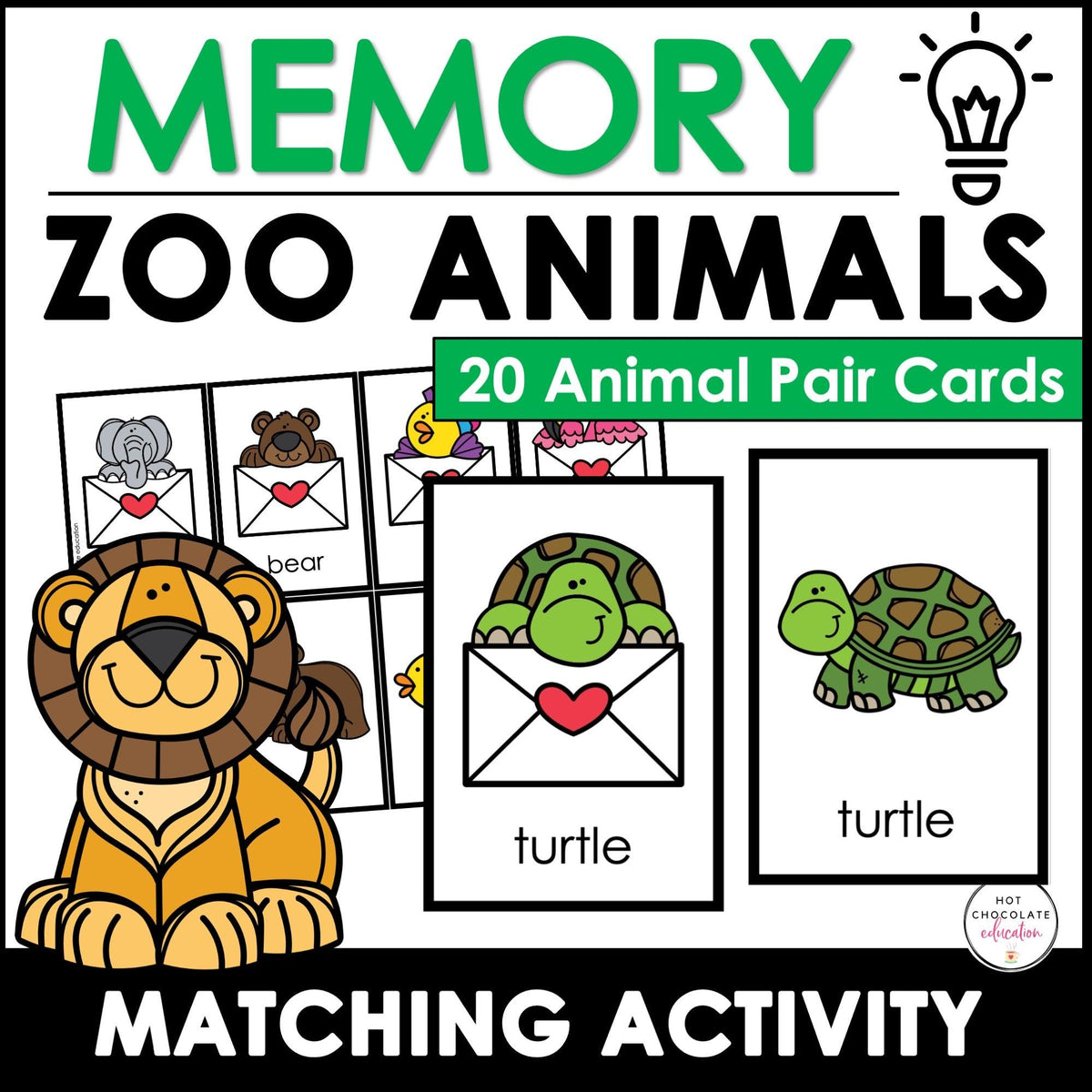 Animals - Memory Game Matching Activity Cards for ELL / ESL – Hot ...