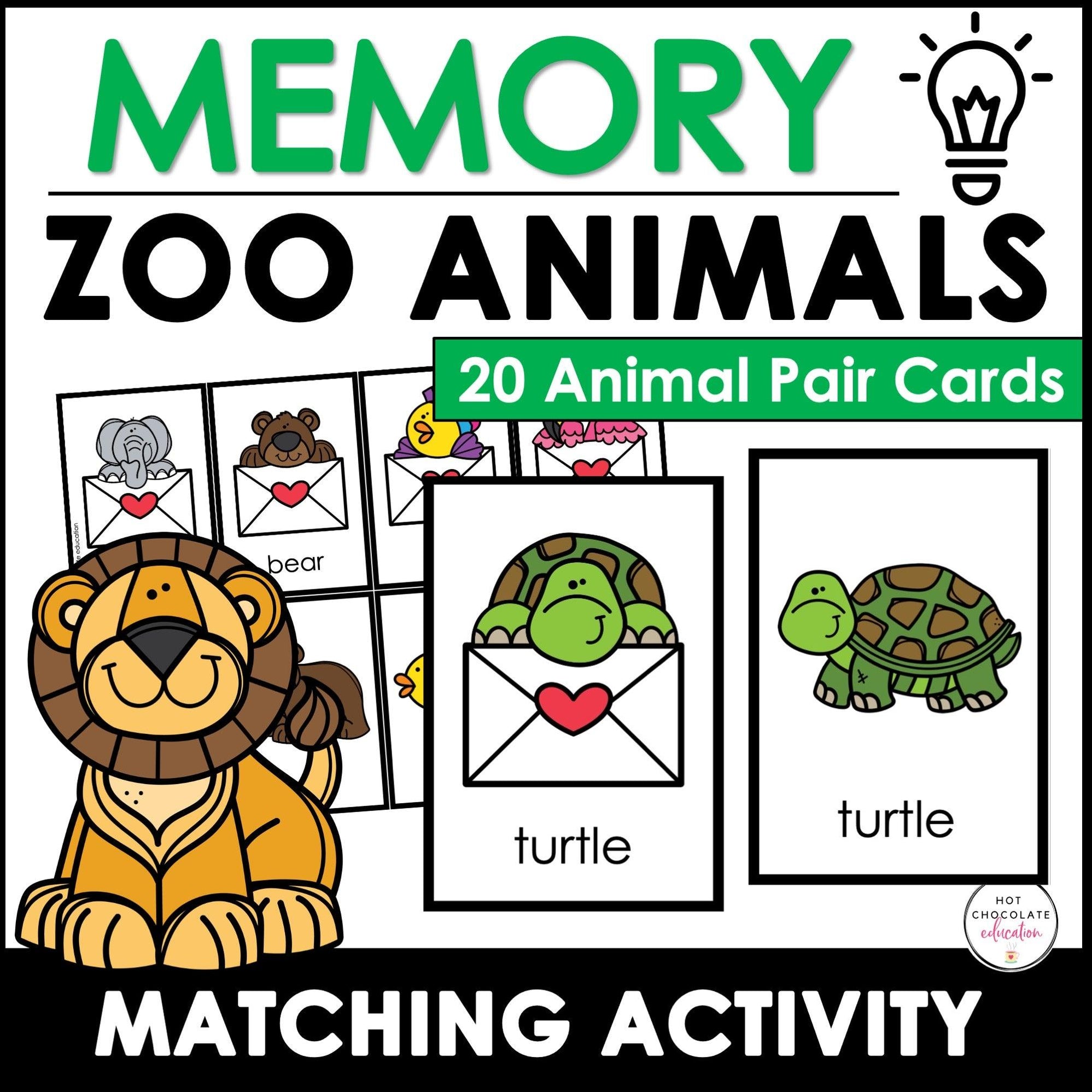 Animals - Memory Game Matching Activity Cards for ELL / ESL – Hot ...