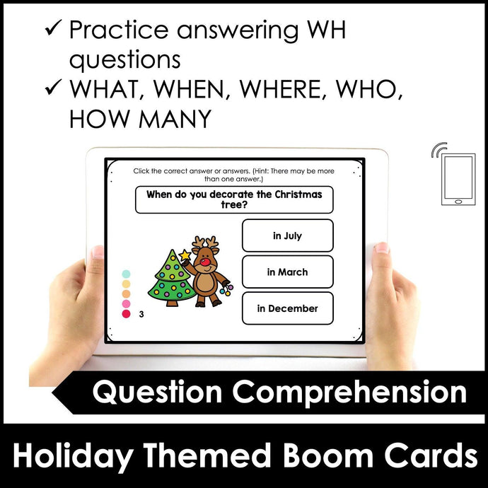 Answering WH Questions | Christmas Boom Cards – Hot Chocolate Teachables