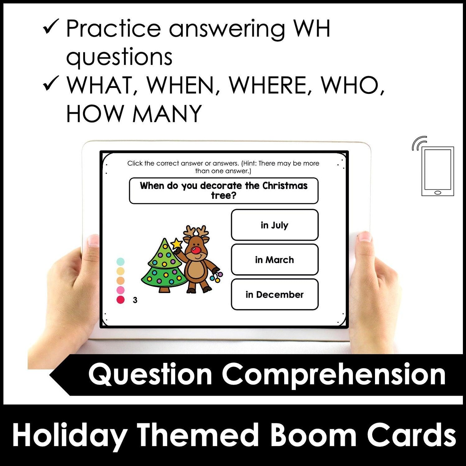 Answering WH Questions | Christmas Boom Cards – Hot Chocolate Teachables