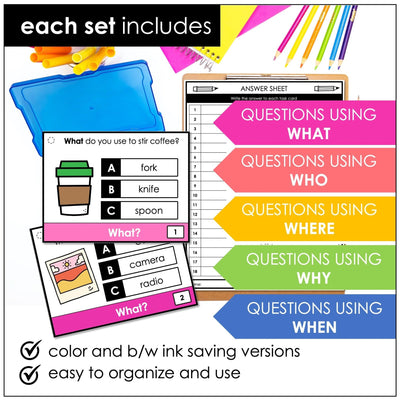 WH Questions Comprehension Bundle | What, When, Who, Why – Hot ...