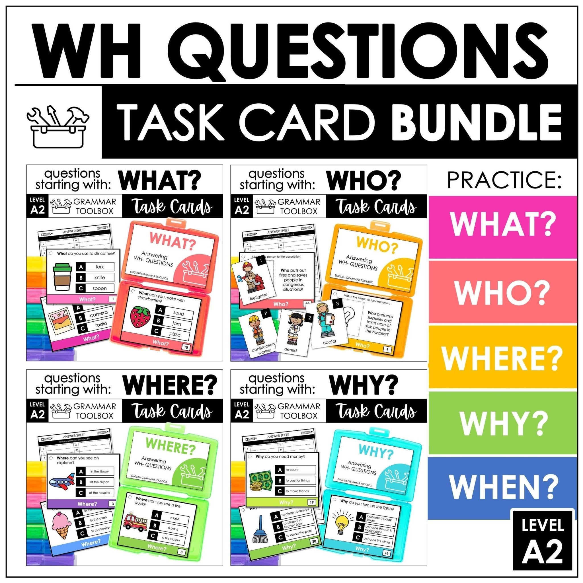 WH Questions Comprehension Bundle | What, When, Who, Why