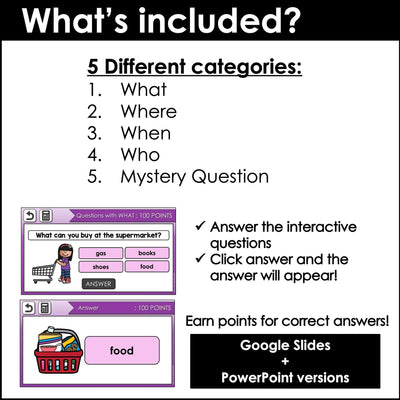 WH Questions Game Show: What - Where - When - Who – Hot Chocolate ...