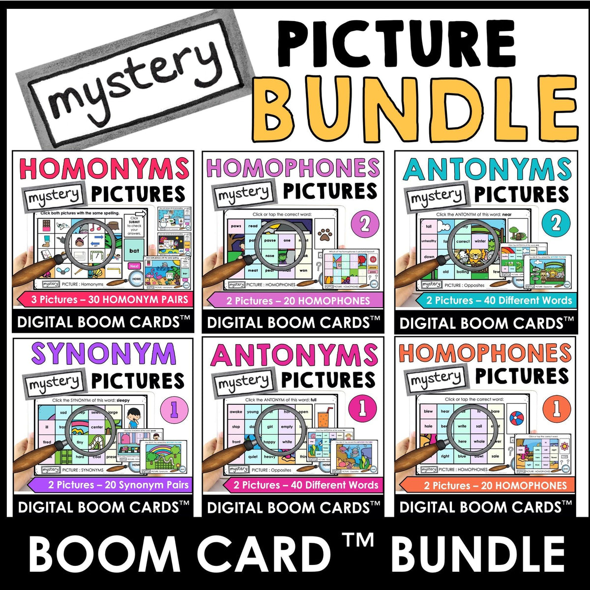 Mystery Boom Cards Antonym, Synonym, Homophone, Homonym – Hot Chocolate ...