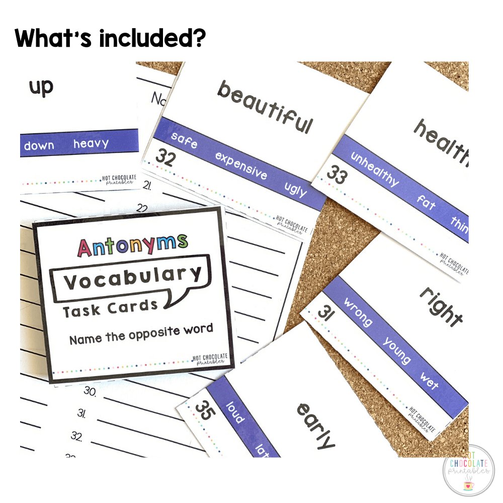 Antonym Task Cards : What's the opposite?