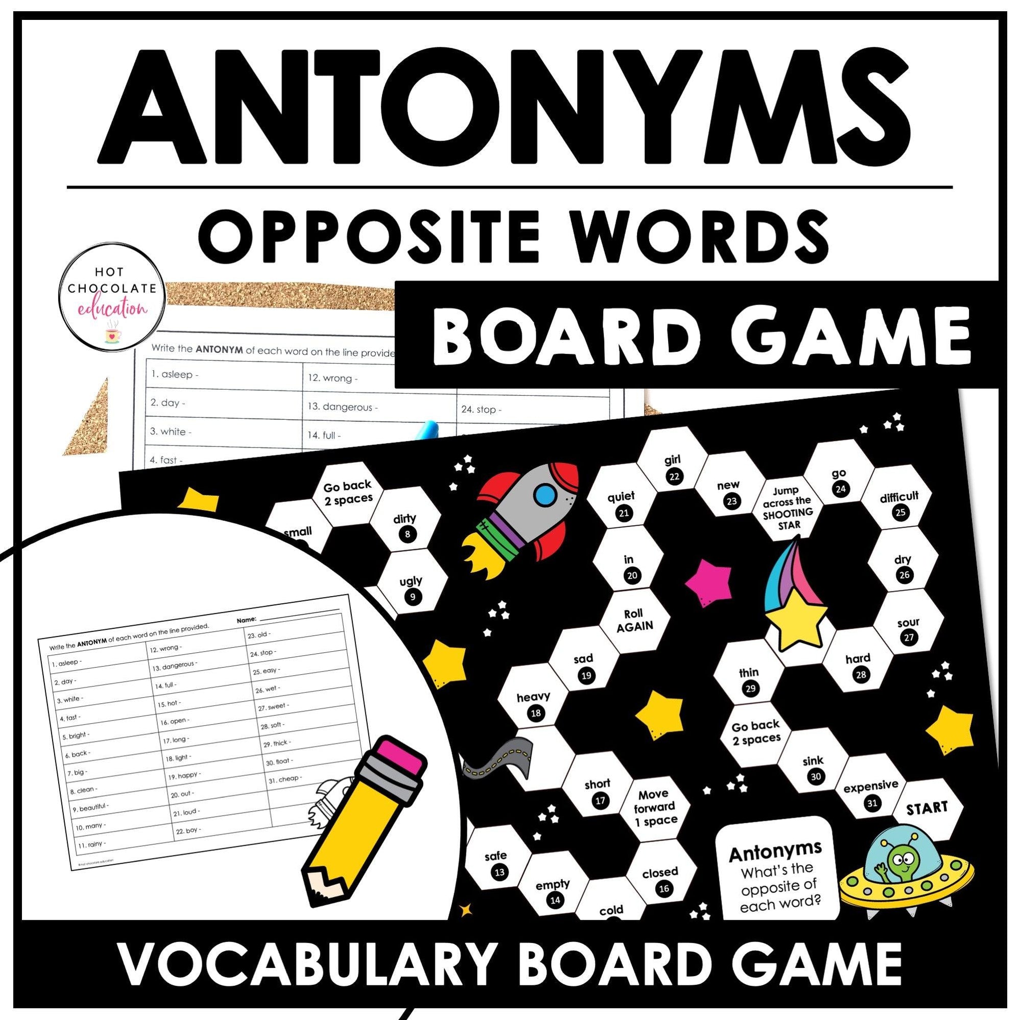 Antonyms : Opposite Words Board Game - Vocabulary Building – Hot ...