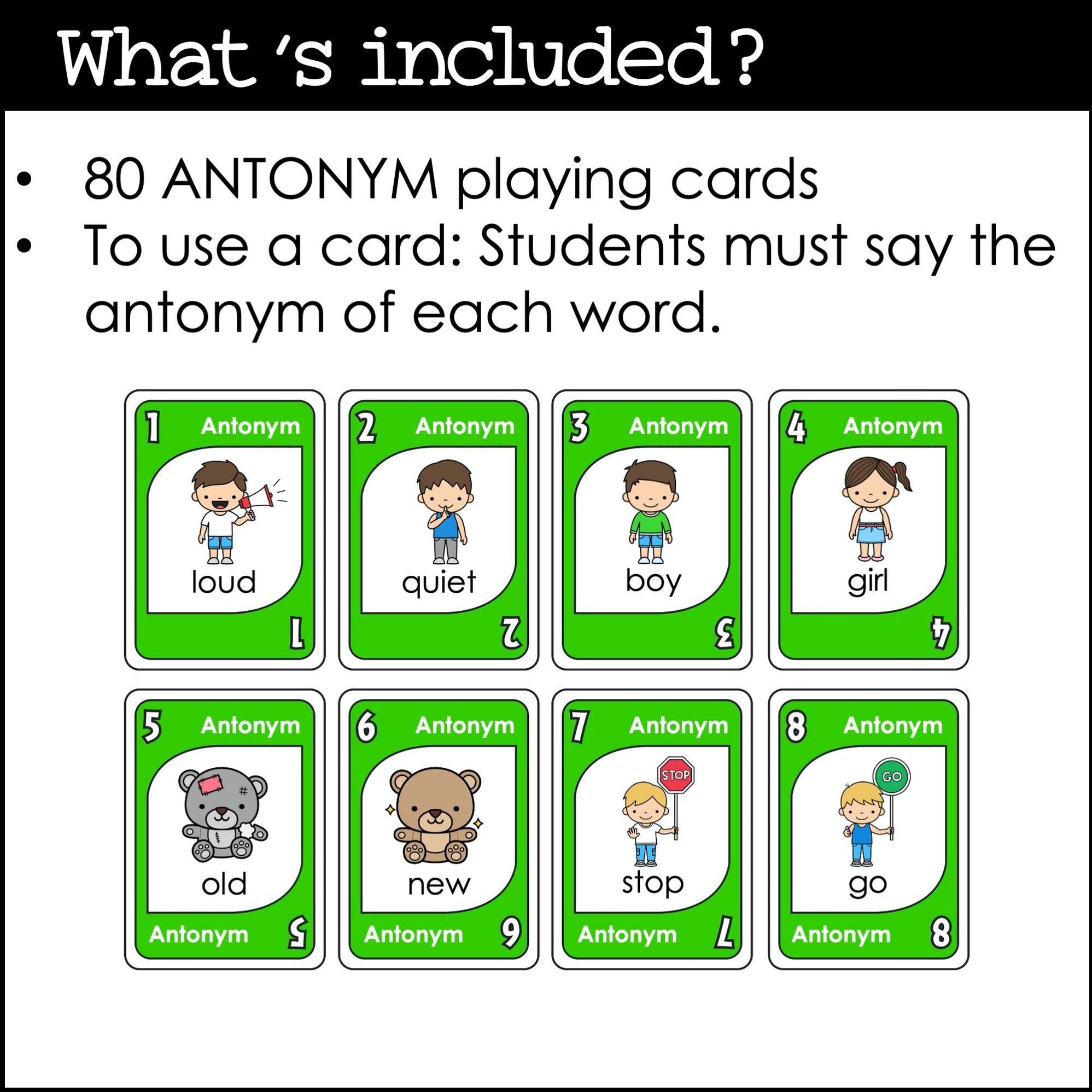 Antonyms | Opposites : Vocabulary Building Card Game – Hot Chocolate ...