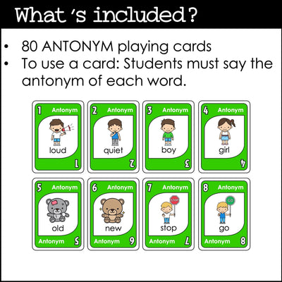 Antonyms | Opposites : Vocabulary Building Card Game – Hot Chocolate ...