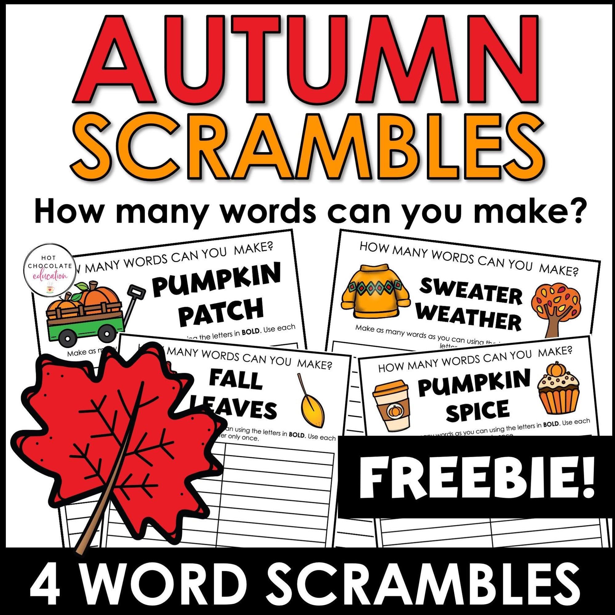 AUTUMN / FALL Word Scramble Freebie! – Hot Chocolate Teachables
