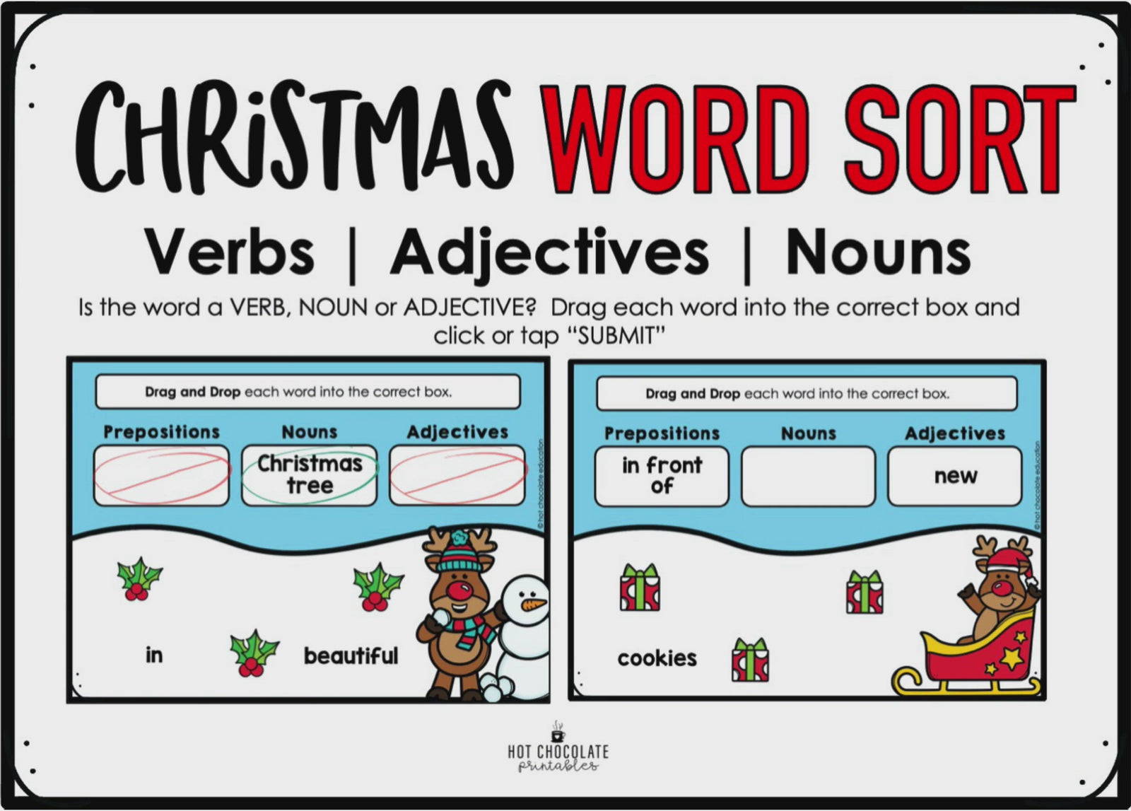 Christmas Parts Sort | Nouns - Adjectives - Prepositions – Hot ...