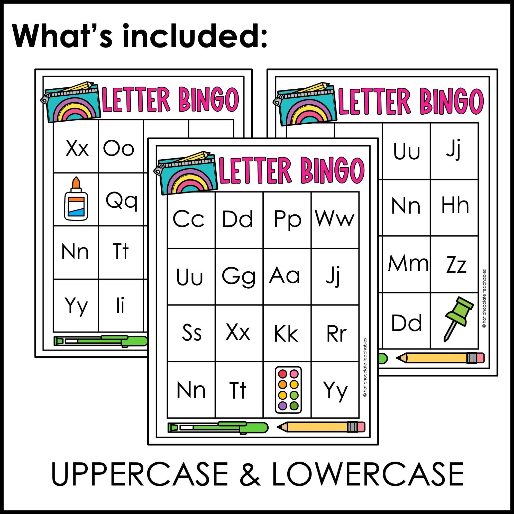 Letter Bingo Game - Back To School Uppercase & Lowercase