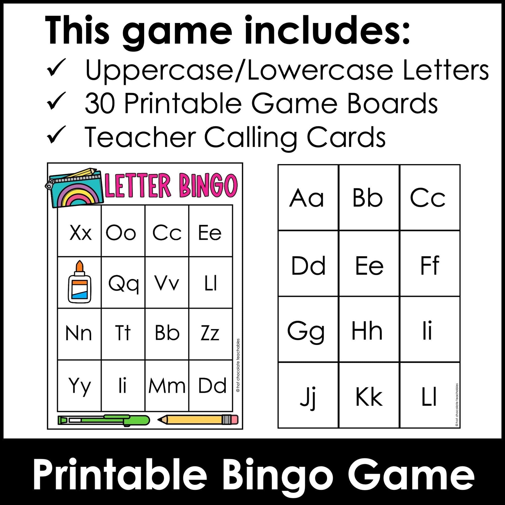 Letter Bingo Game - Back To School Uppercase & Lowercase – Hot ...