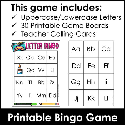Letter Bingo Game - Back To School Uppercase & Lowercase – Hot ...