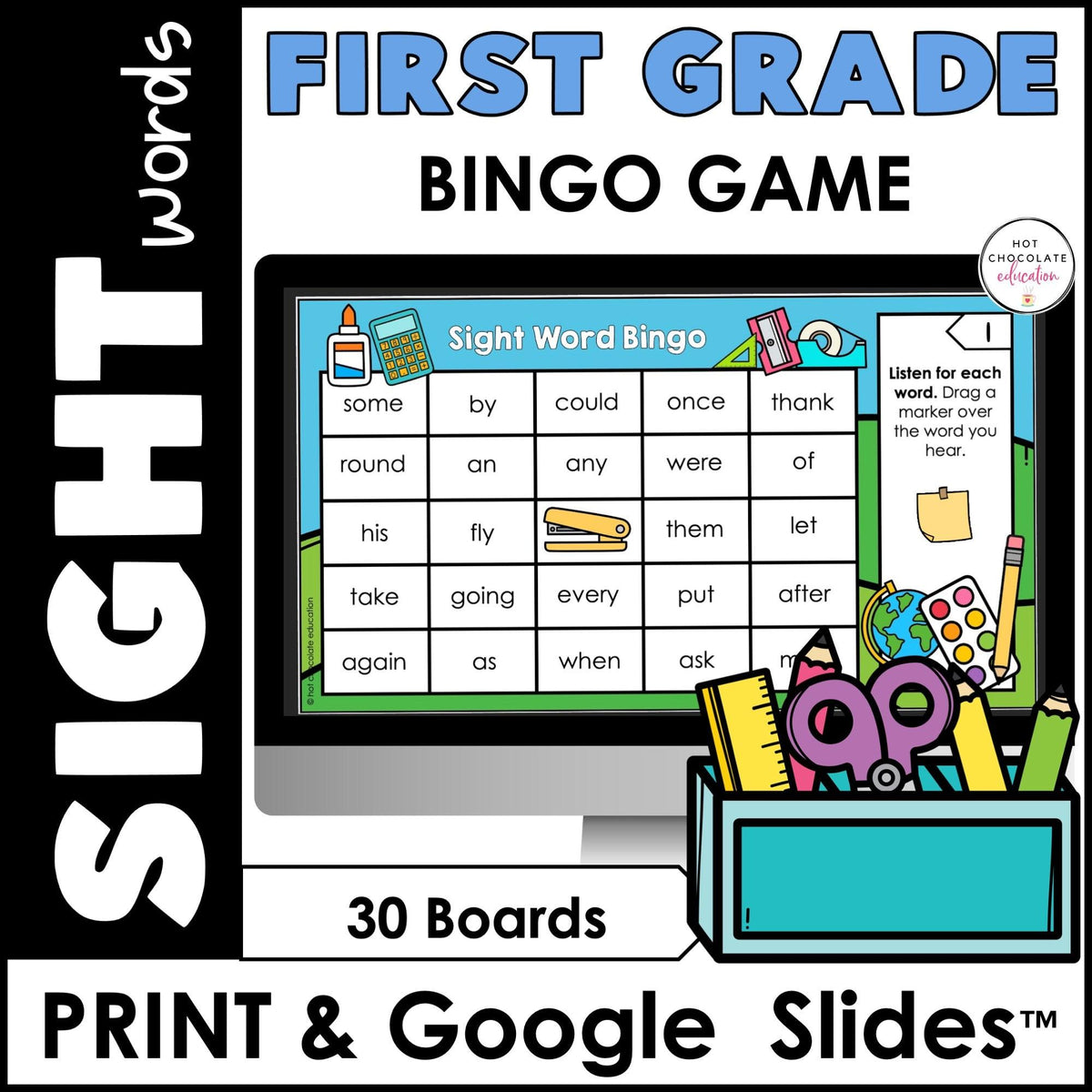 First Grade Sight Words Bingo - Print & Google Slides™ – Hot Chocolate ...