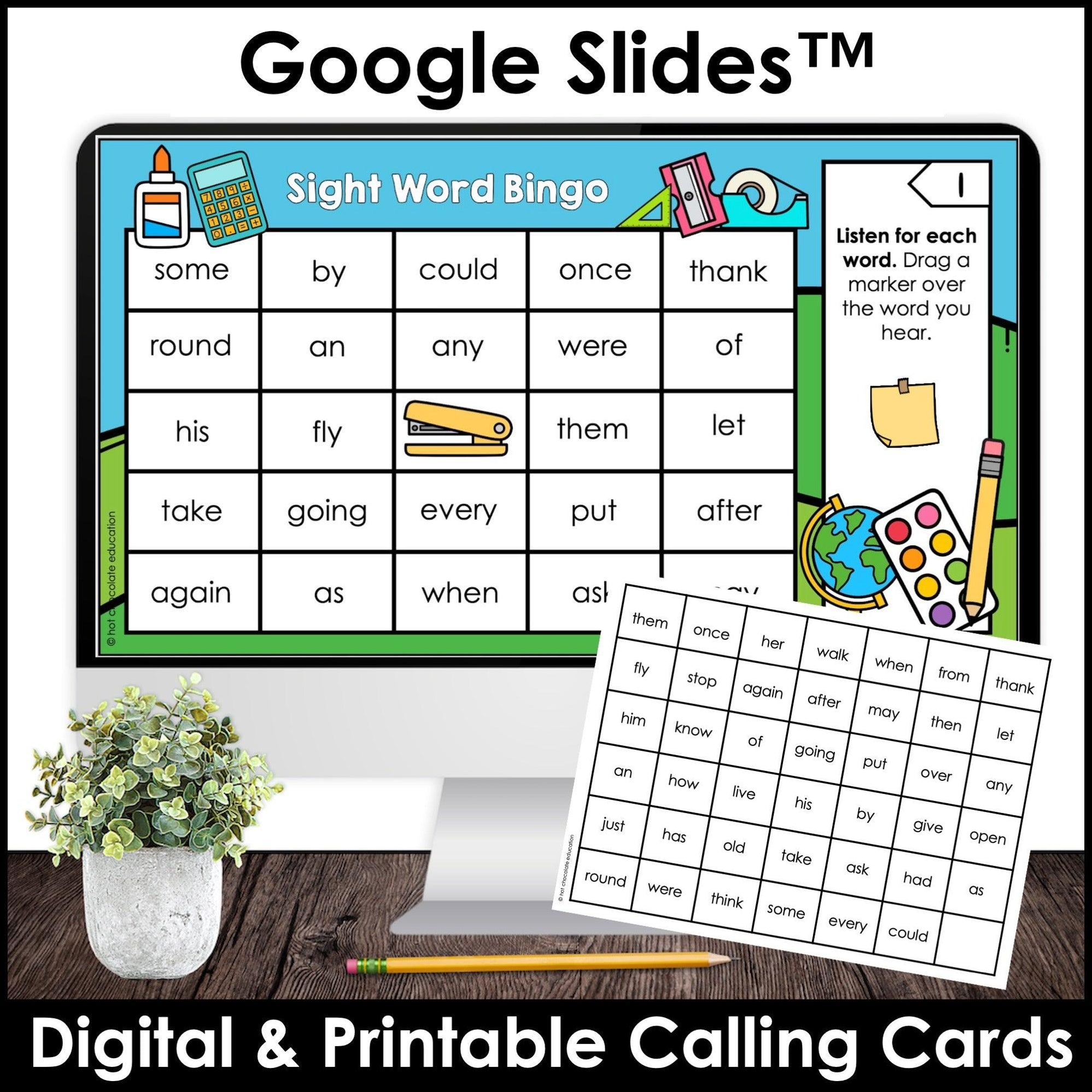 First Grade Sight Words Bingo - Print & Google Slides™ – Hot Chocolate ...