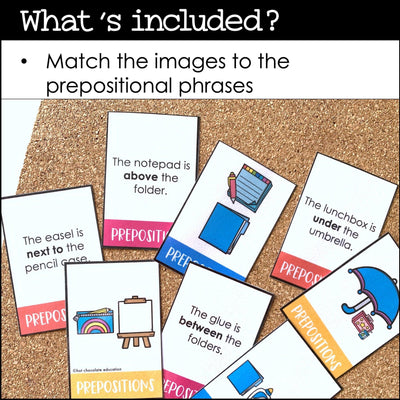 Prepositions of Place Cards: Back to School Matching Cards – Hot ...