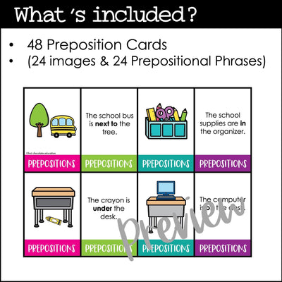Prepositions of Place Cards: Back to School Matching Cards – Hot ...