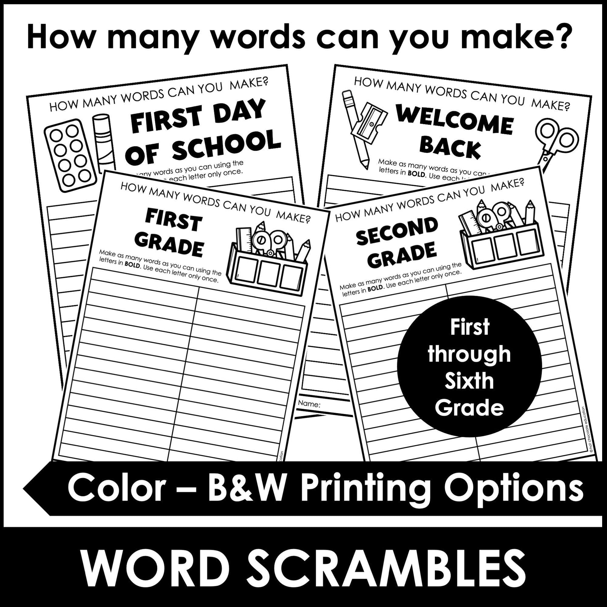 BACK TO SCHOOL Word Scramble Freebie! – Hot Chocolate Teachables