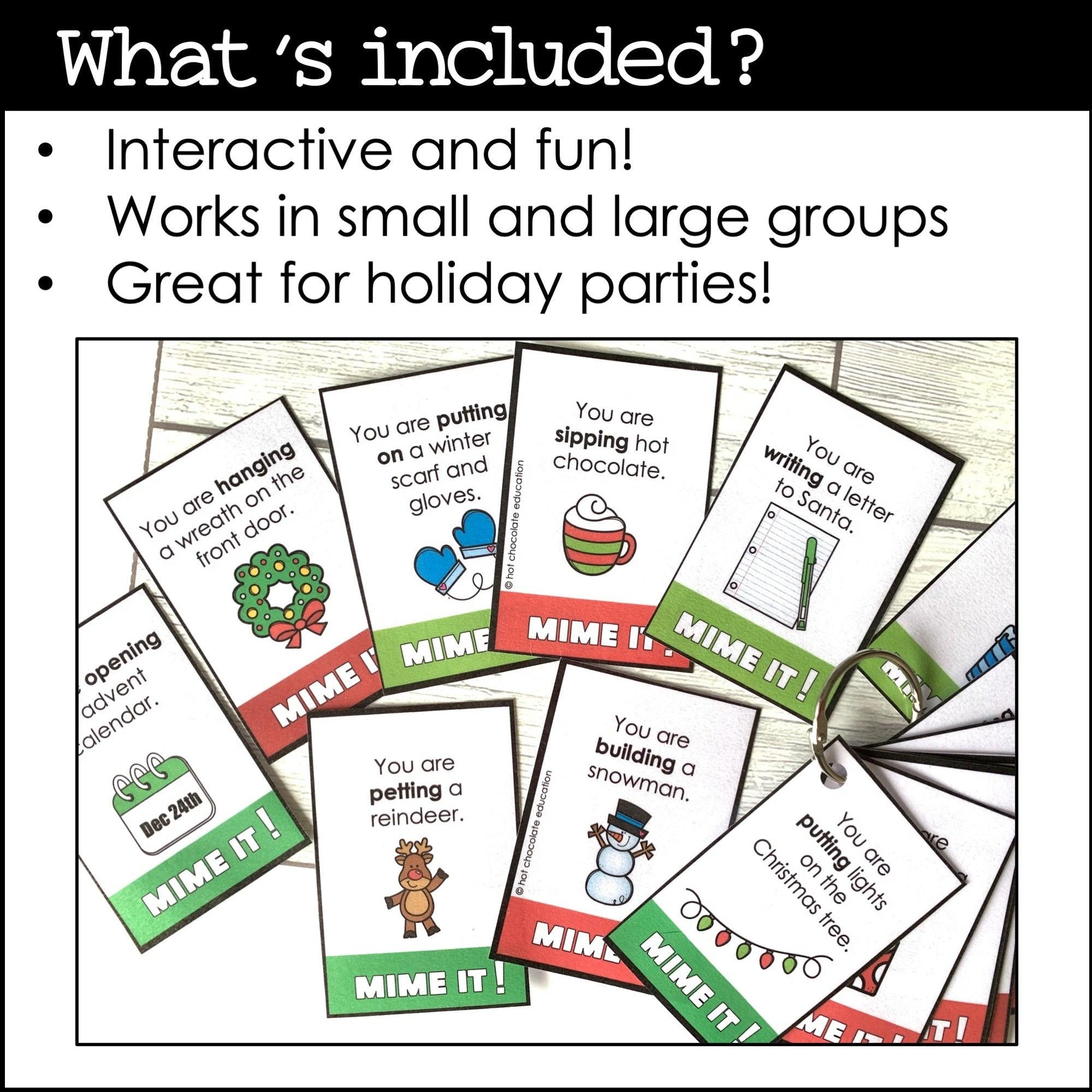 Christmas Action Verb Charades - Present Continuous Miming – Hot ...