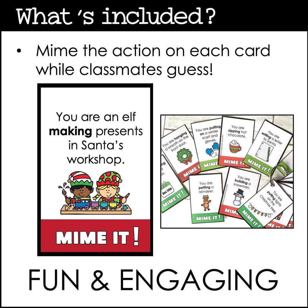 Christmas Action Verb Charades - Present Continuous Miming – Hot ...