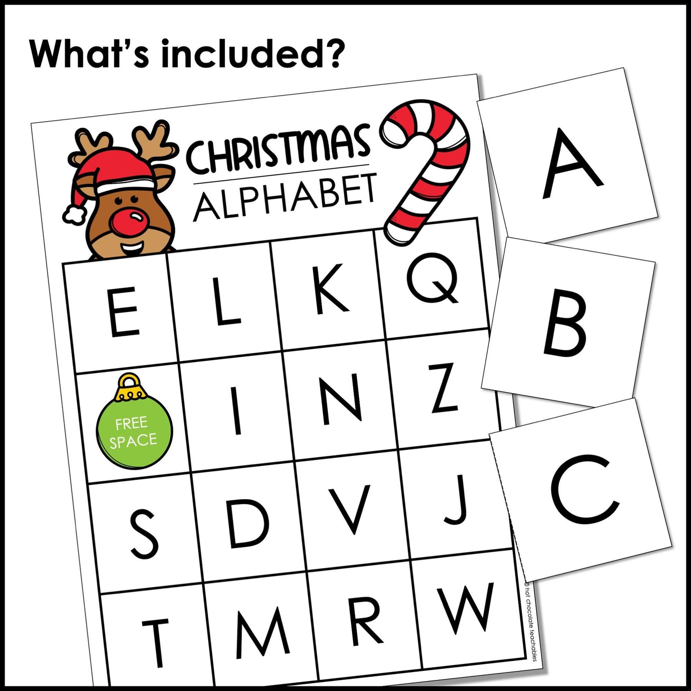 Christmas Alphabet Uppercase BINGO - A to Z Recognition