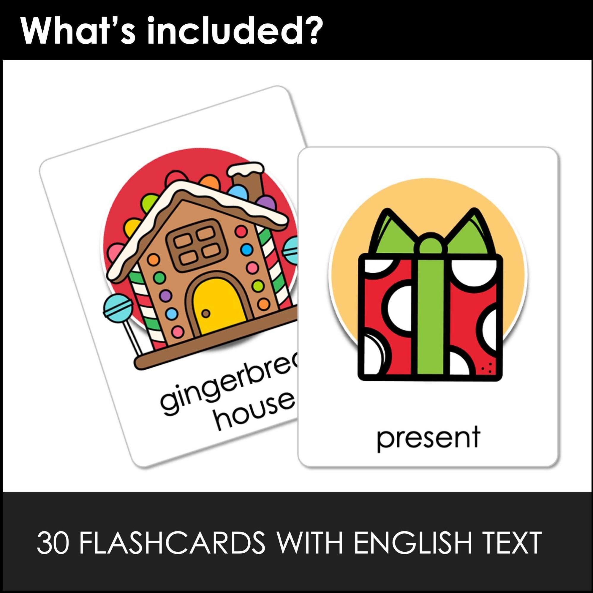 CHRISTMAS Flashcards - Vocabulary Flash Cards- Editable Text – Hot ...