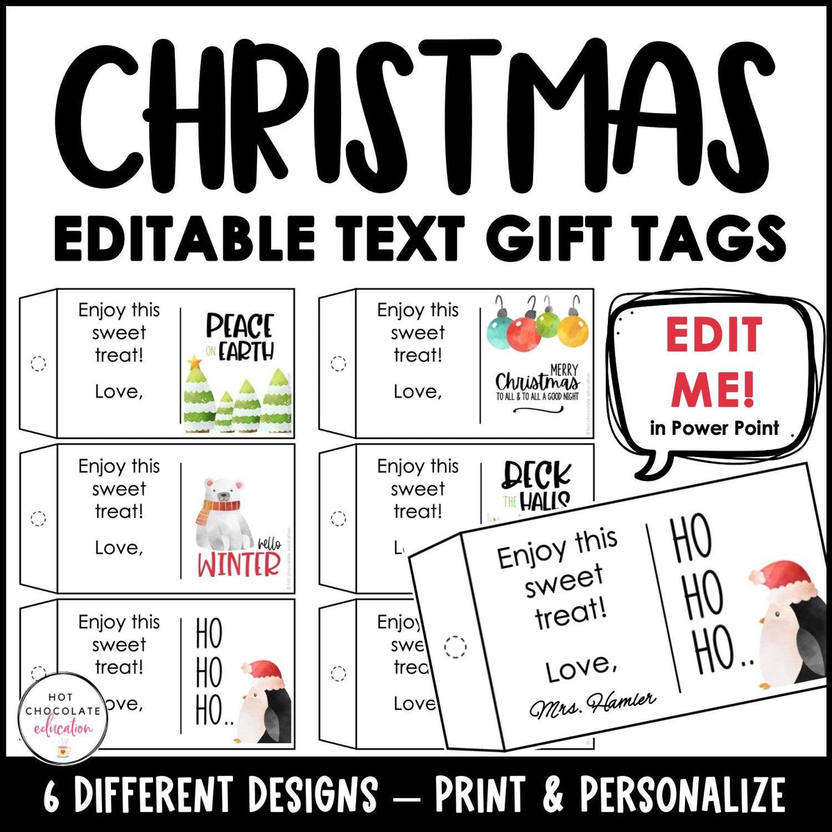 Christmas Gift Tags for Students | Editable in Power Point