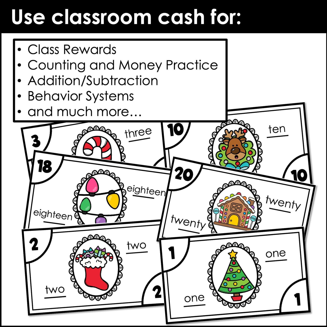 Christmas Money - Class Cash - Classroom Reward Fake Money
