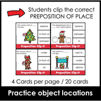 Christmas Prepositions of Location Activity Clip Cards – Hot Chocolate ...