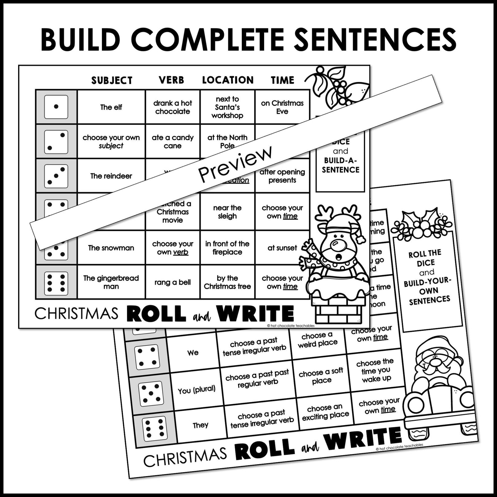 Christmas Sentence Building Roll and Write Activity
